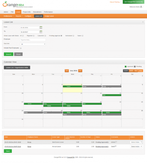 Download OrangeHRM Leave calendar module - medma Download OrangeHRM Leave calendar module - medma
